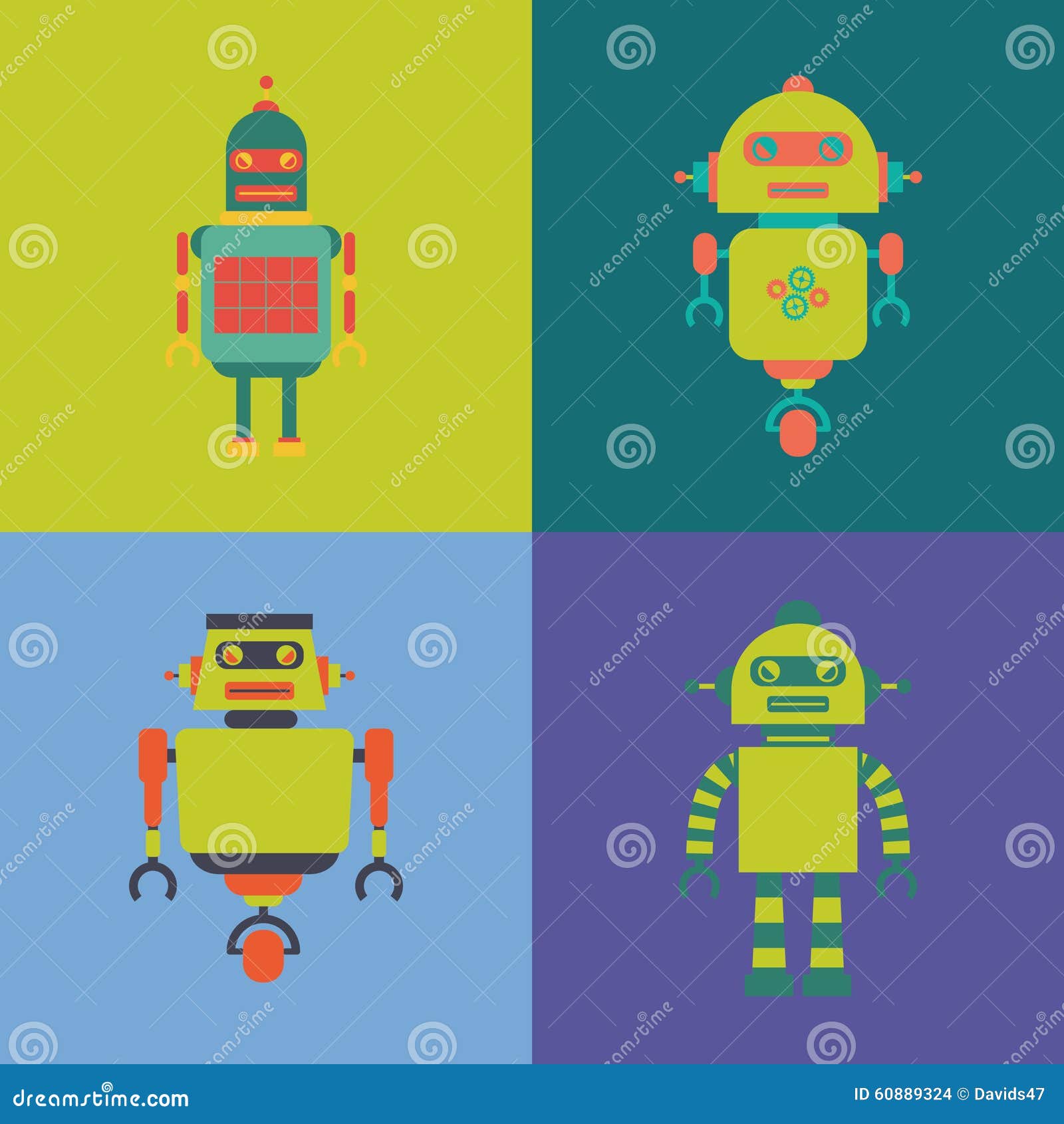 Robots stock vector. Illustration of science, vector - 60889324