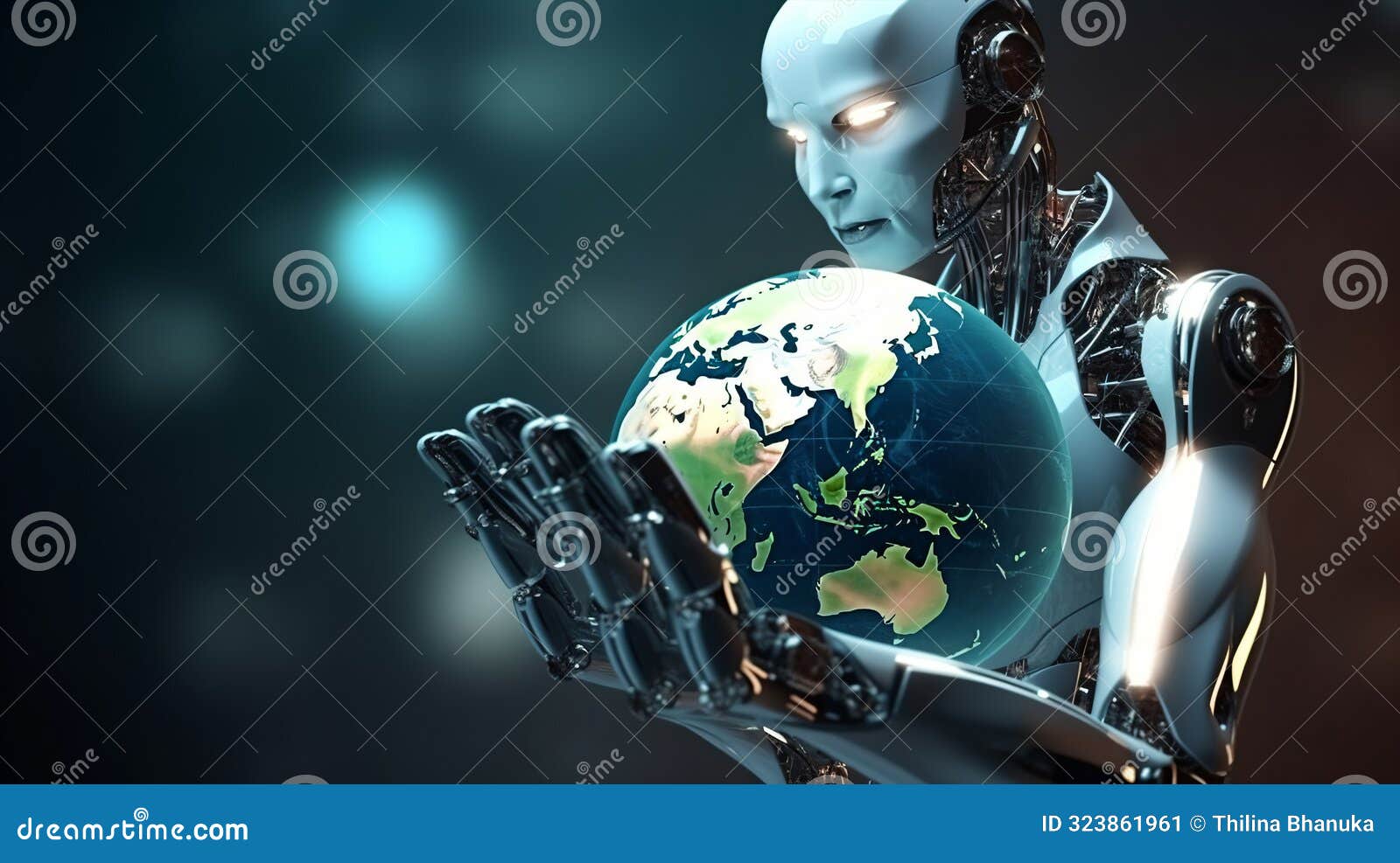 Robot Ai Artificial Intelligence with Earth,world Technology Security ...