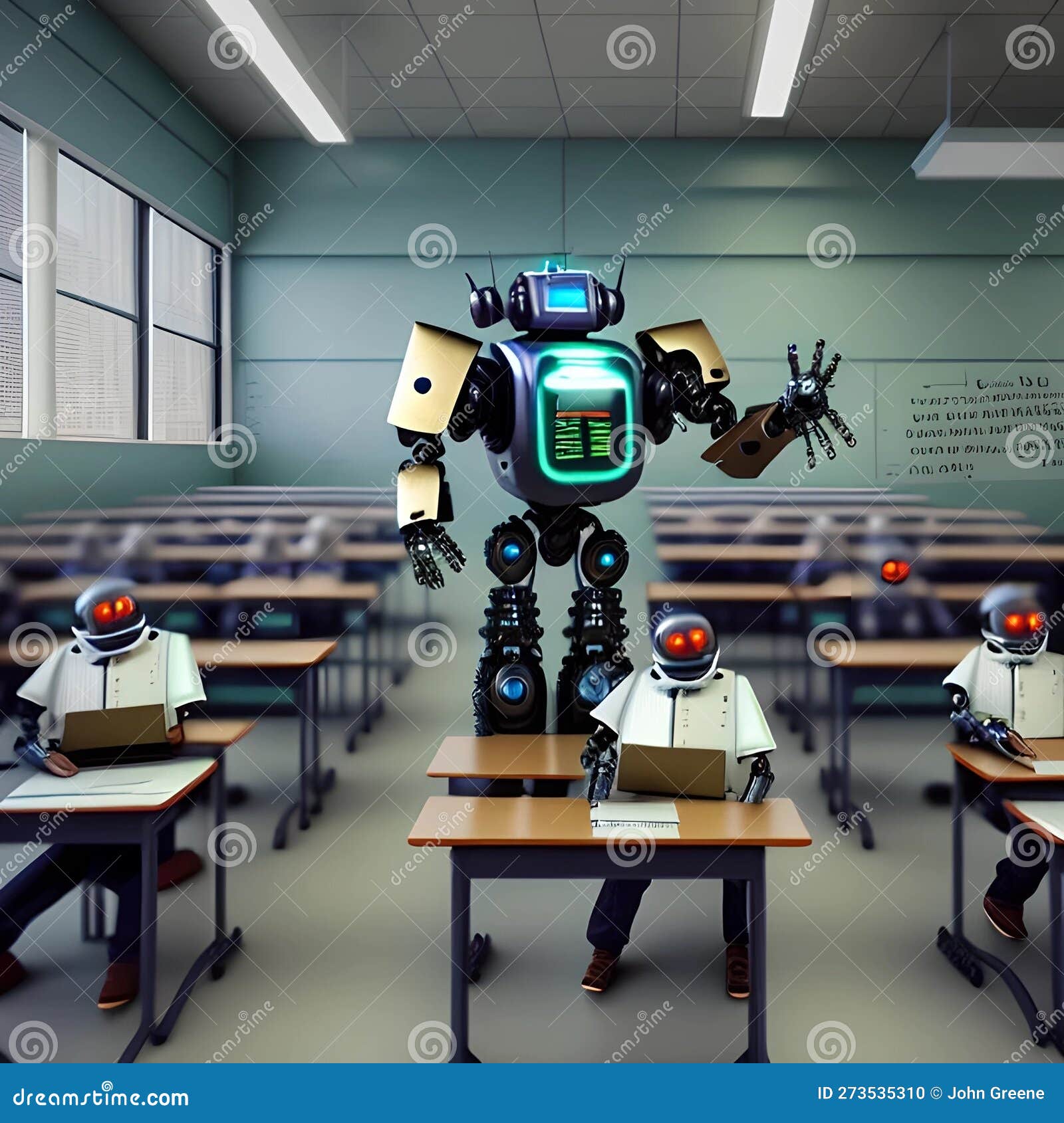 Robots in the Classroom Learning Concept, Generated by AI. Stock ...