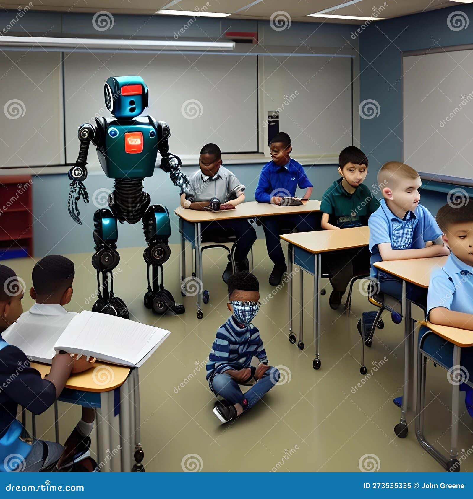 Robots in the Classroom Learning Concept, Generated by AI. Stock ...