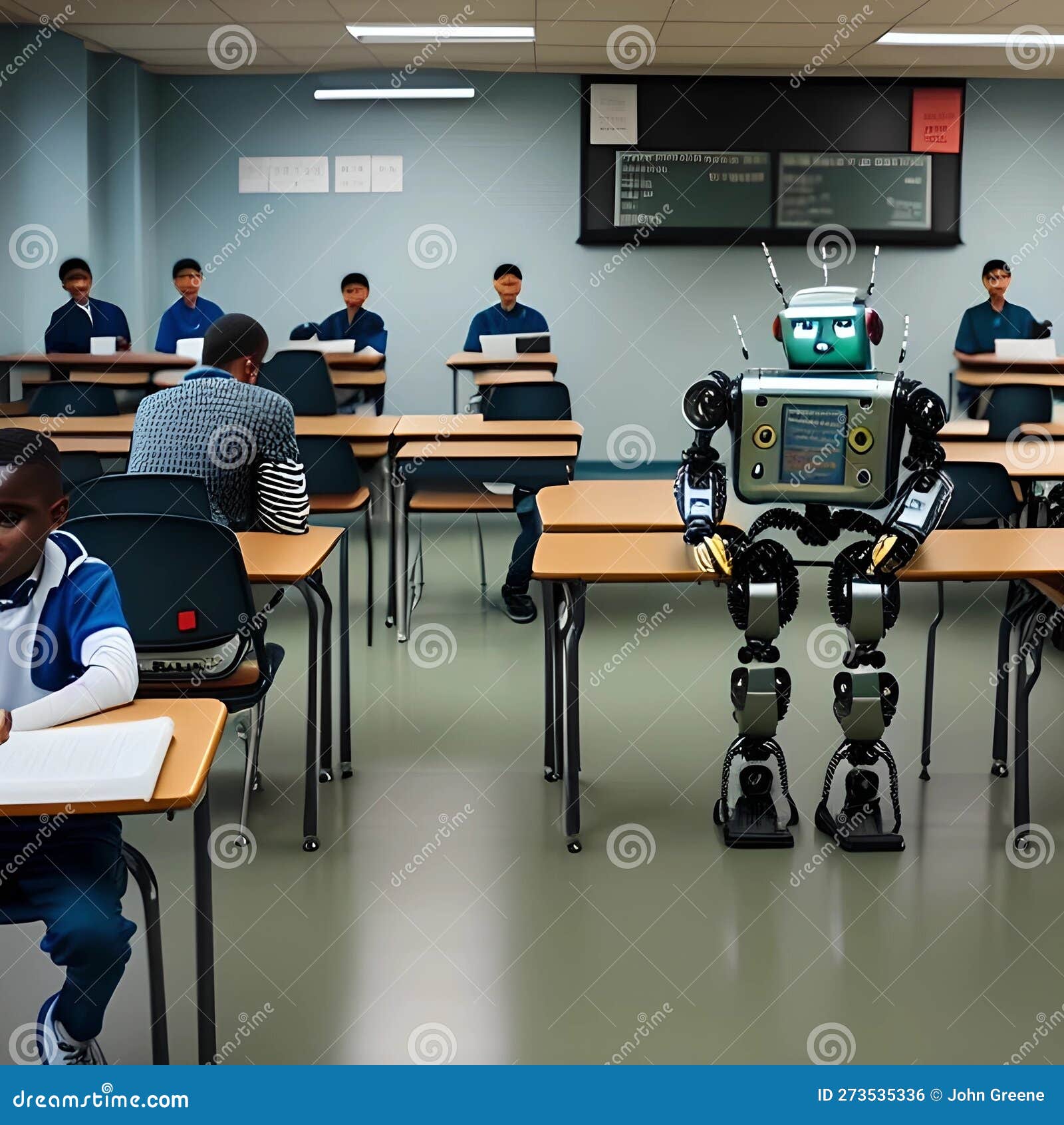 Robots in the Classroom Learning Concept, Generated by AI. Stock ...