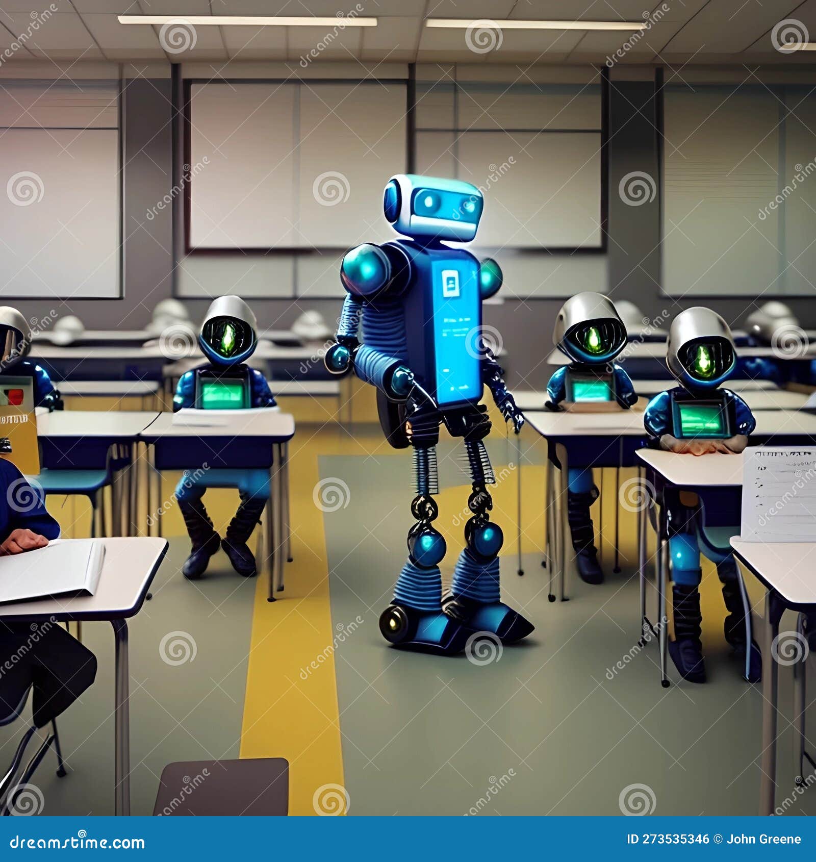 Robots in the Classroom Learning Concept, Generated by AI. Stock ...