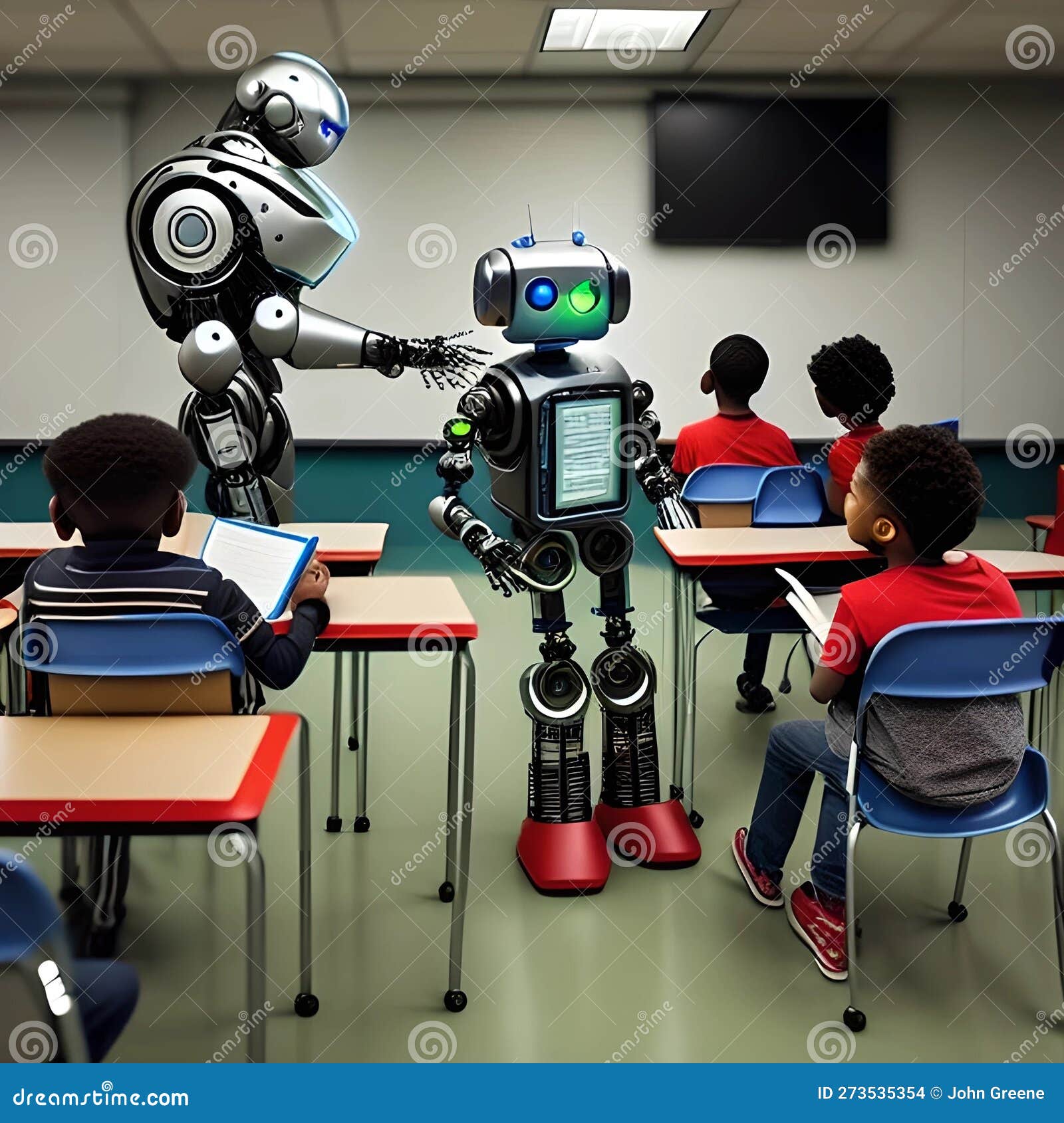 Robots in the Classroom Learning Concept, Generated by AI. Stock ...