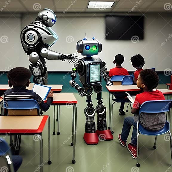 Robots in the Classroom Learning Concept, Generated by AI. Stock ...