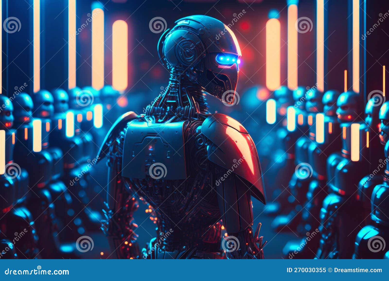 Robots Army Commander, Automation of Robotic Technical Processes. Created with Generative AI ...