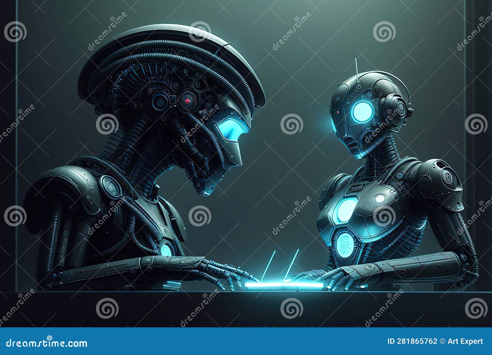 Robots. Artificial Intelligence. Illustration of Progress, Technology ...