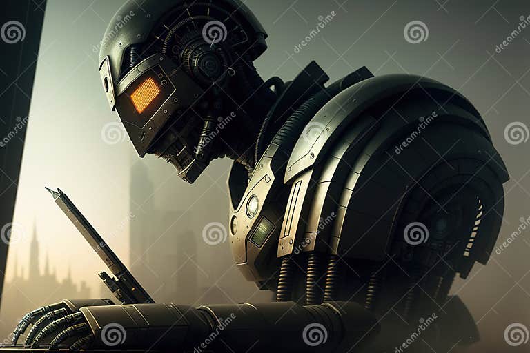 Robots. Artificial Intelligence. Illustration of Progress, Technology ...