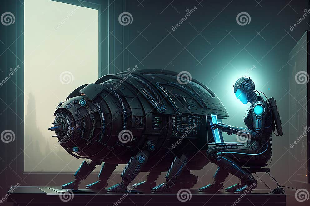 Robots. Artificial Intelligence. Illustration of Progress, Technology ...