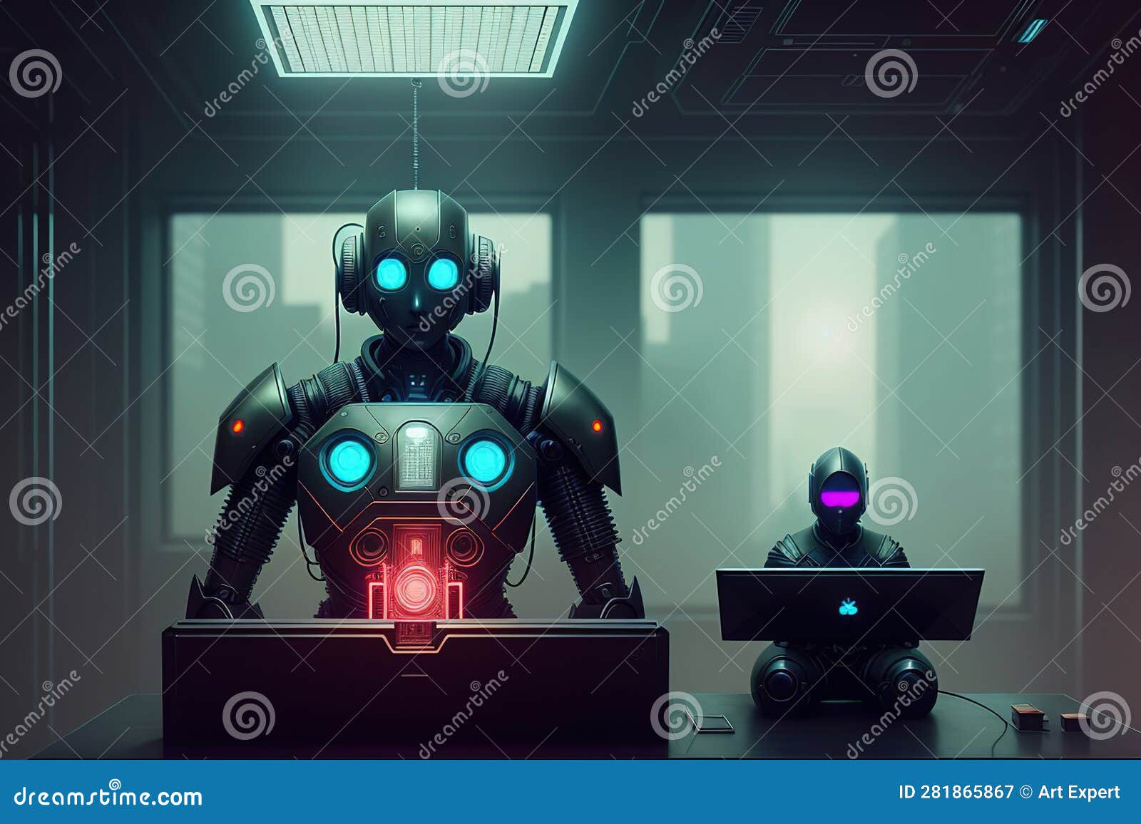 Robots. Artificial Intelligence. Illustration of Progress, Technology ...