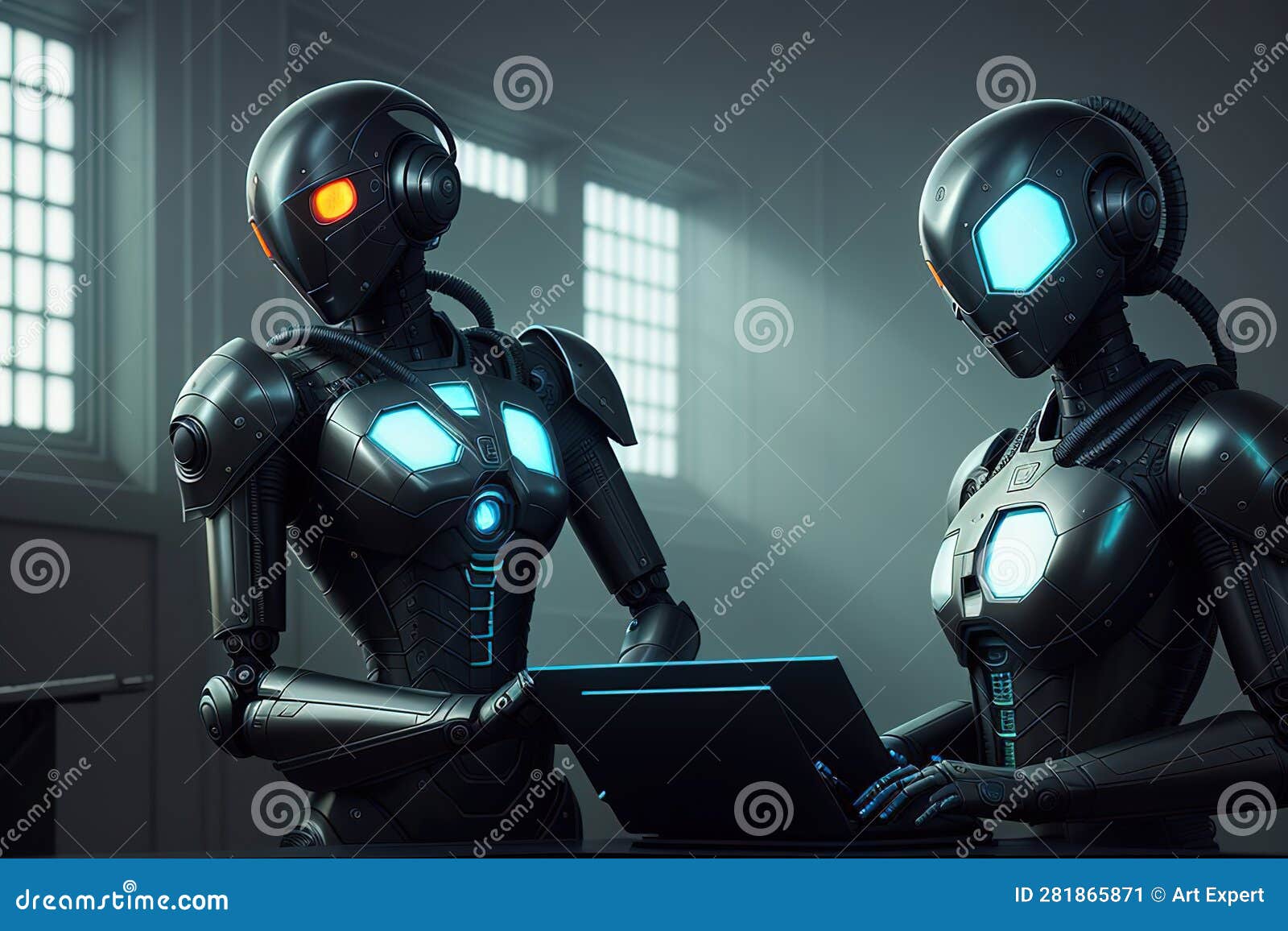 Robots. Artificial Intelligence. Illustration of Progress, Technology ...