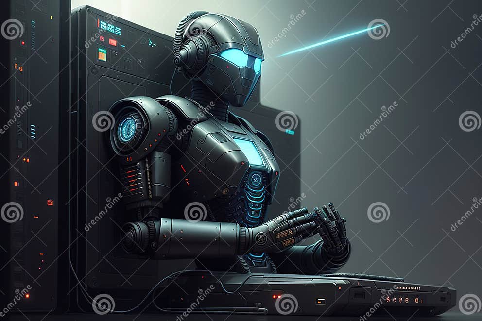 Robots. Artificial Intelligence. Illustration of Progress, Technology ...