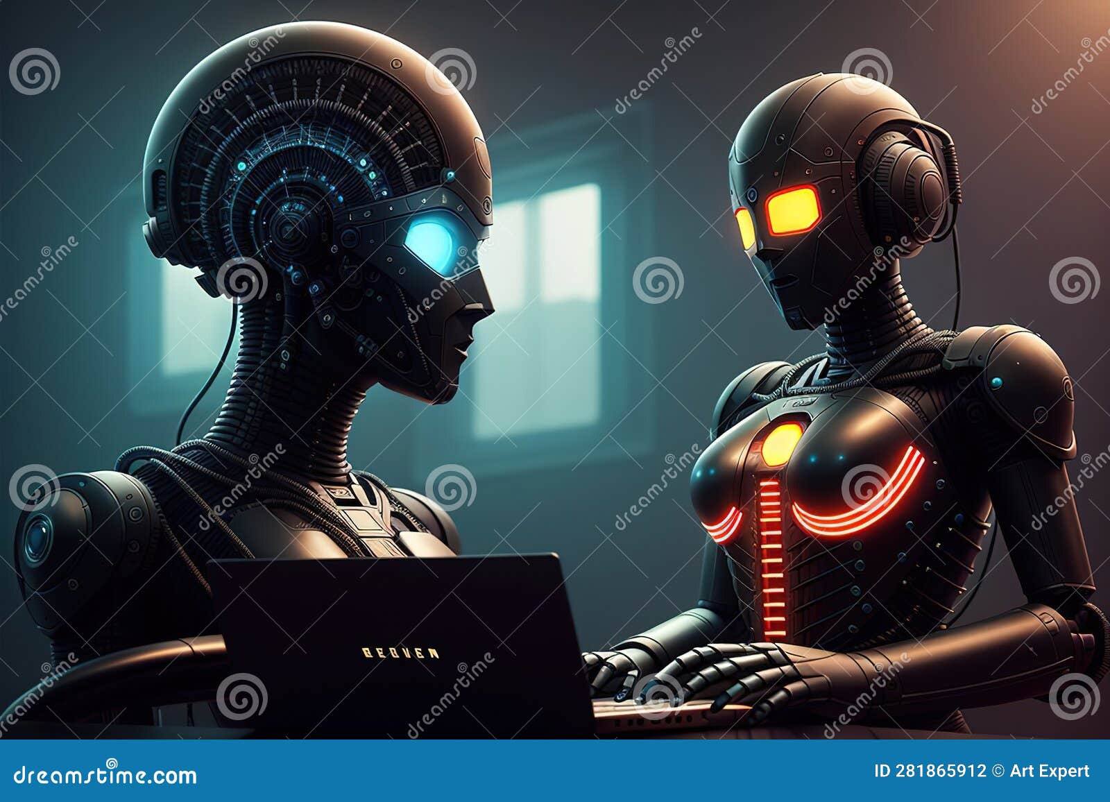 Robots. Artificial Intelligence. Illustration of Progress, Technology ...
