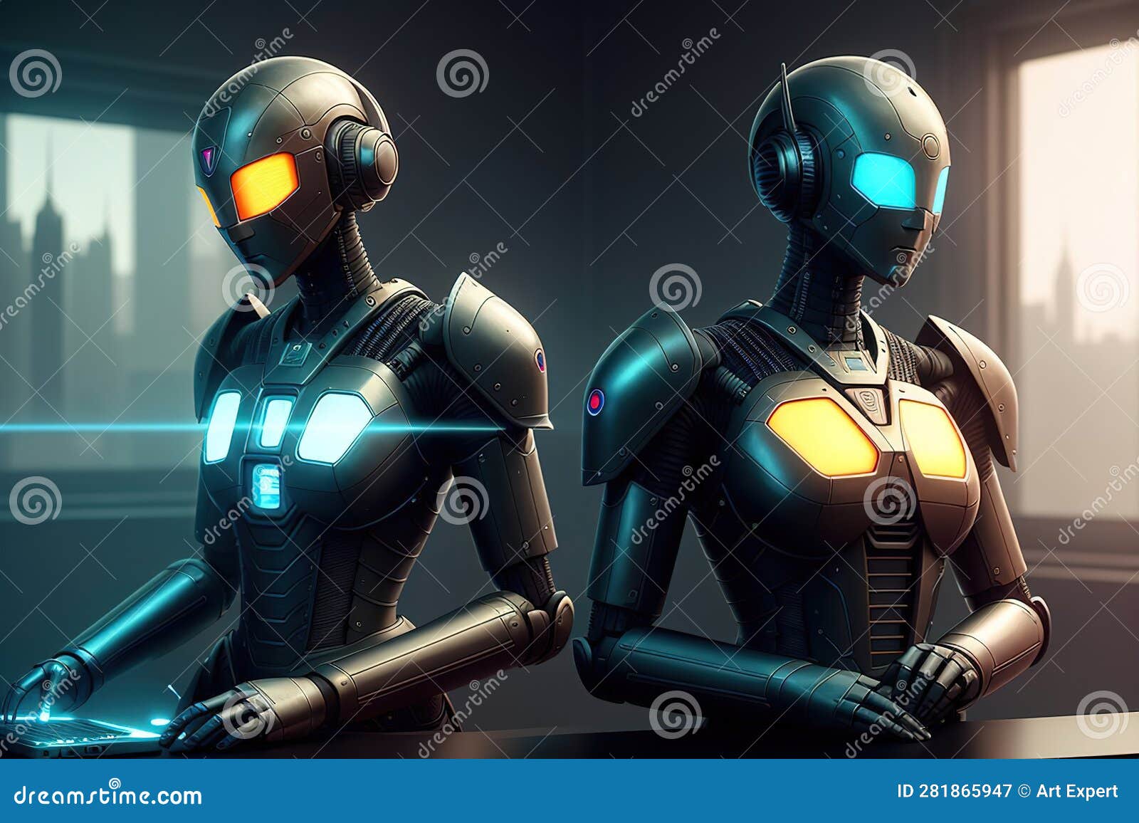 Robots. Artificial Intelligence. Illustration of Progress, Technology ...