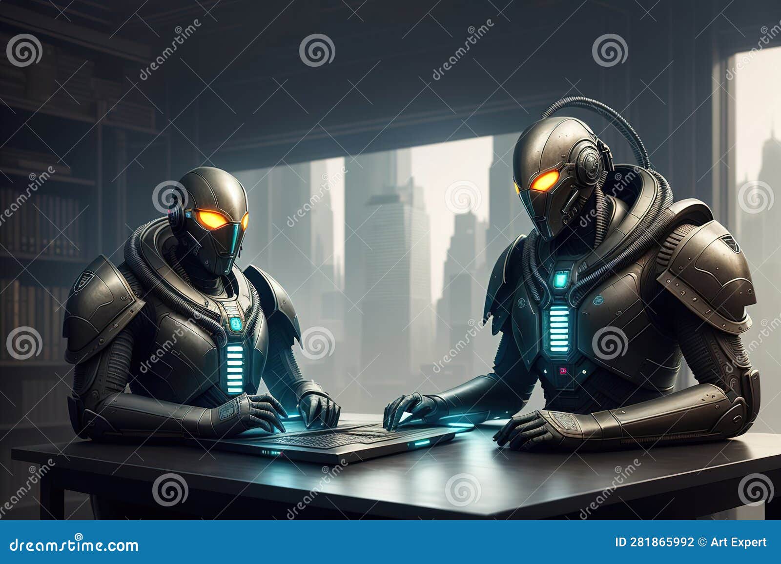 Robots. Artificial Intelligence. Illustration of Progress, Technology ...