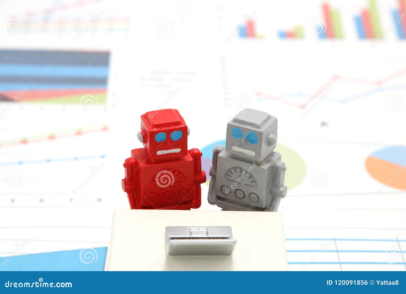 Robots or Artificial Intelligence and Laptop on Graphs and Charts ...