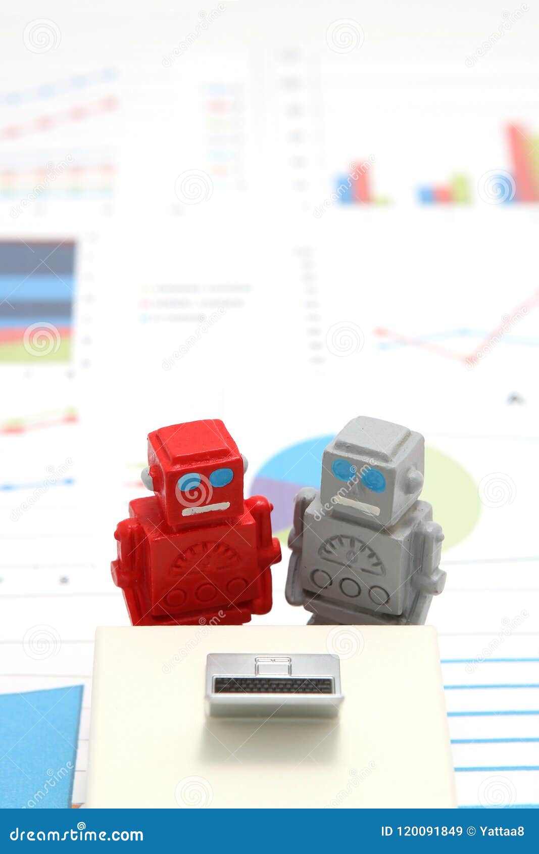 Robots or Artificial Intelligence and Laptop on Graphs and Charts ...