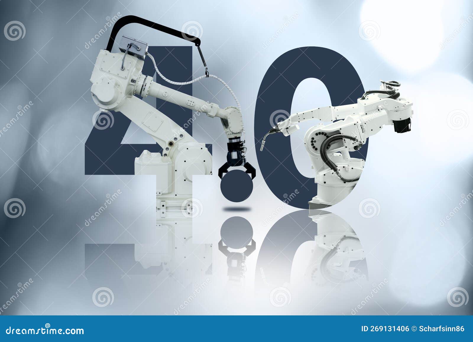 Robots Assemble Inscription 4.0 Stock Photo - Image of system ...
