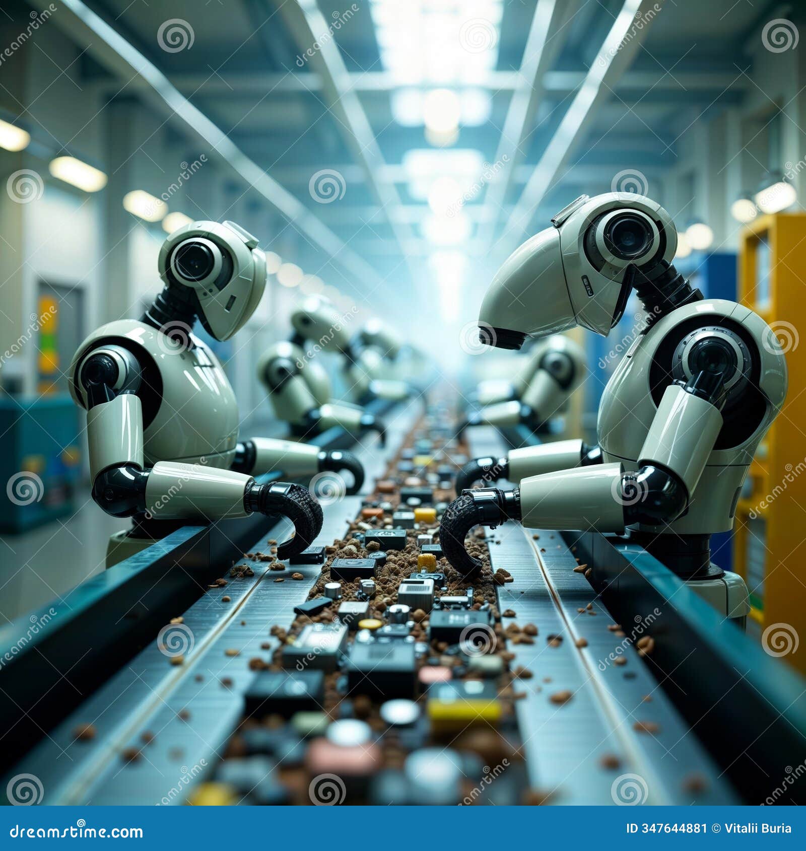 Robots Processing Components on Modern Assembly Line, Generative Ai ...