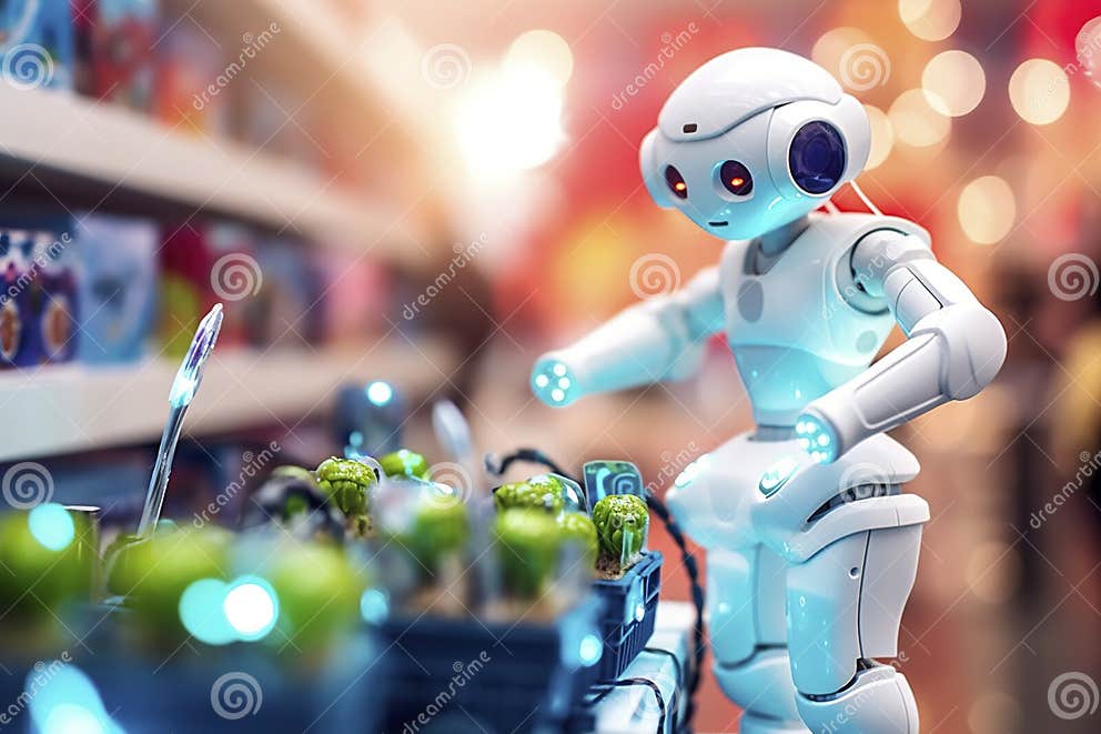 Robots Assist Humans in Routine Tasks. Ai Generated Stock Illustration ...