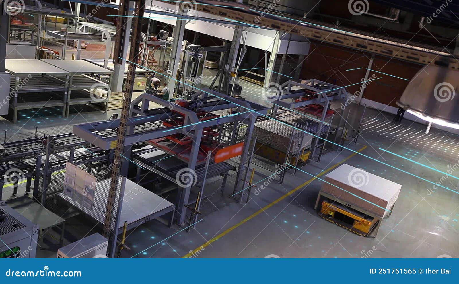 Robots in an Automated Factory.Automated Factory with Self-managed Robots. Visualization of ...
