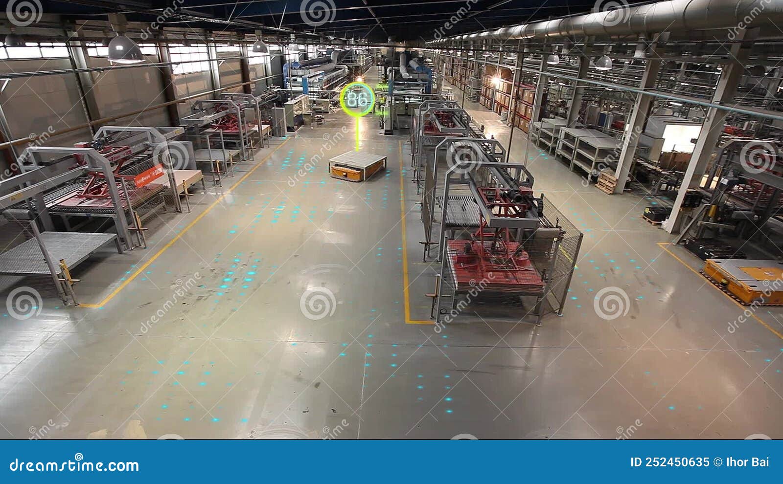 Robots in an Automated Factory.Automated Factory with Self-managed Robots. Visualization of ...