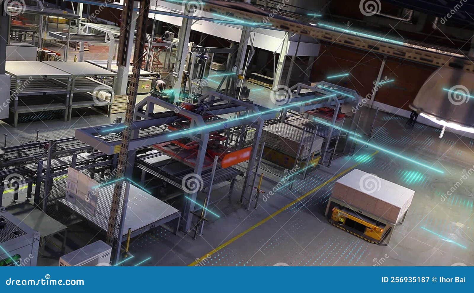 Robots in an Automated Factory. Automated Factory with Self-managed Robots. Visualization of ...