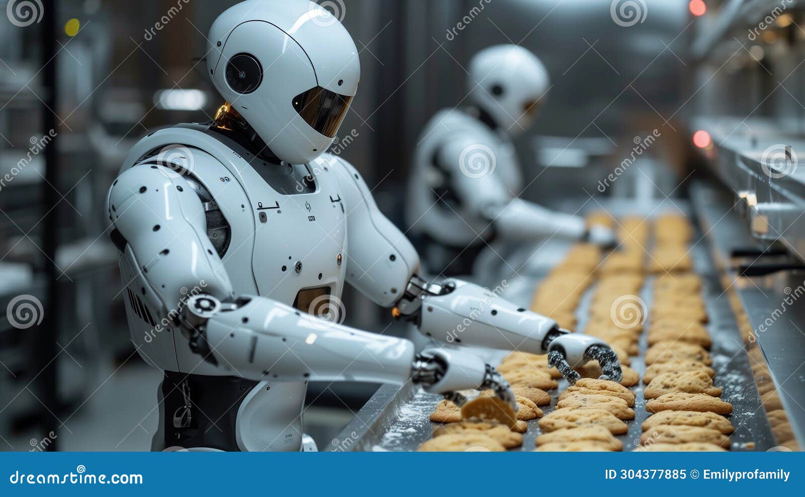 Robots Baking Cookies on Bakery Production Line at Modern Factory Stock ...
