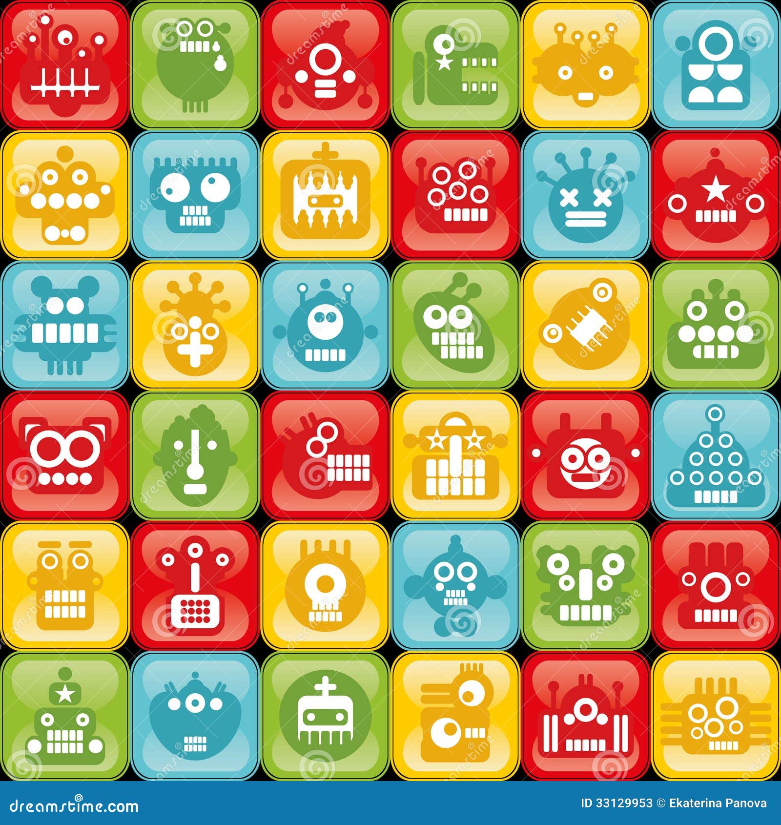 Robots on buttons. stock vector. Illustration of cool - 33129953