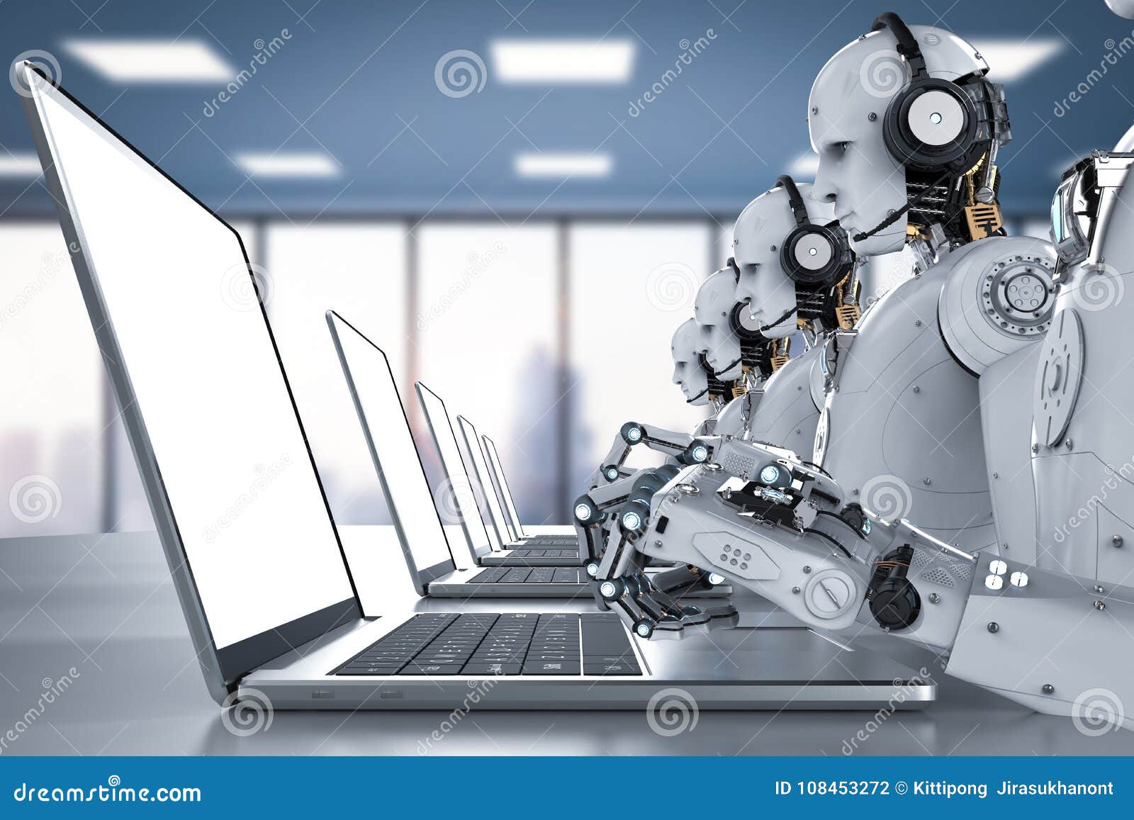 Robots call center stock illustration. Illustration of automaton ...