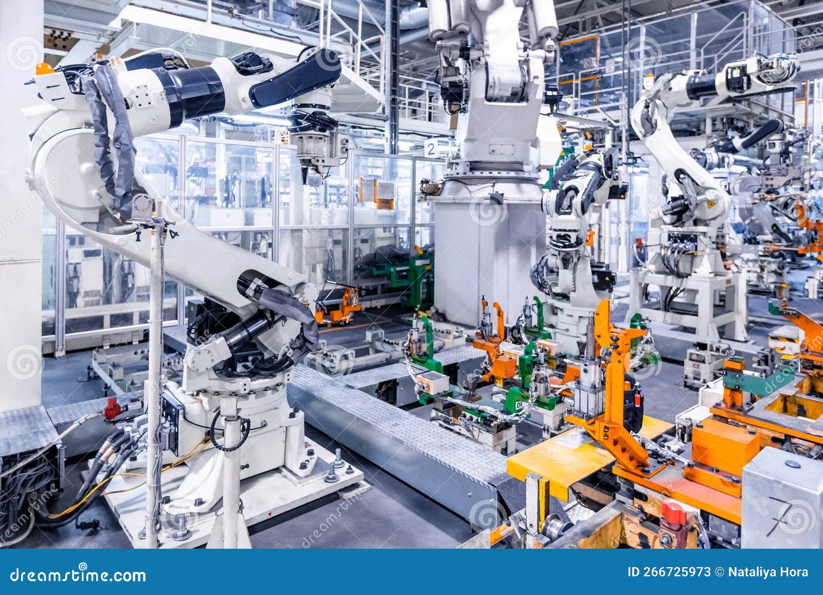 Robots in a car plant stock image. Image of heavy, hightech - 266725973