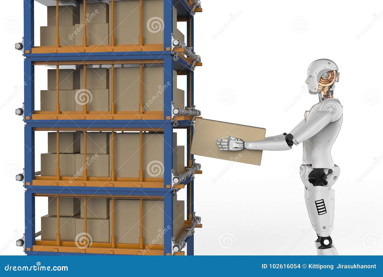 Robots carry boxes stock illustration. Illustration of cybernetic ...