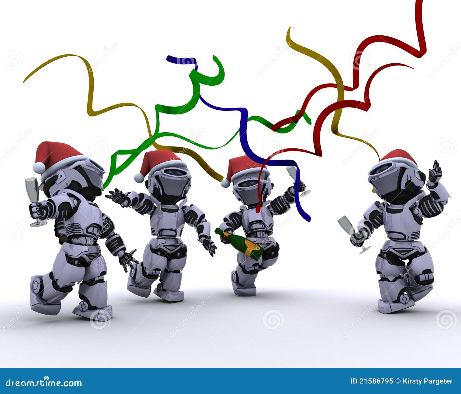 Robots Celebrating at a Christmas Party Stock Illustration ...