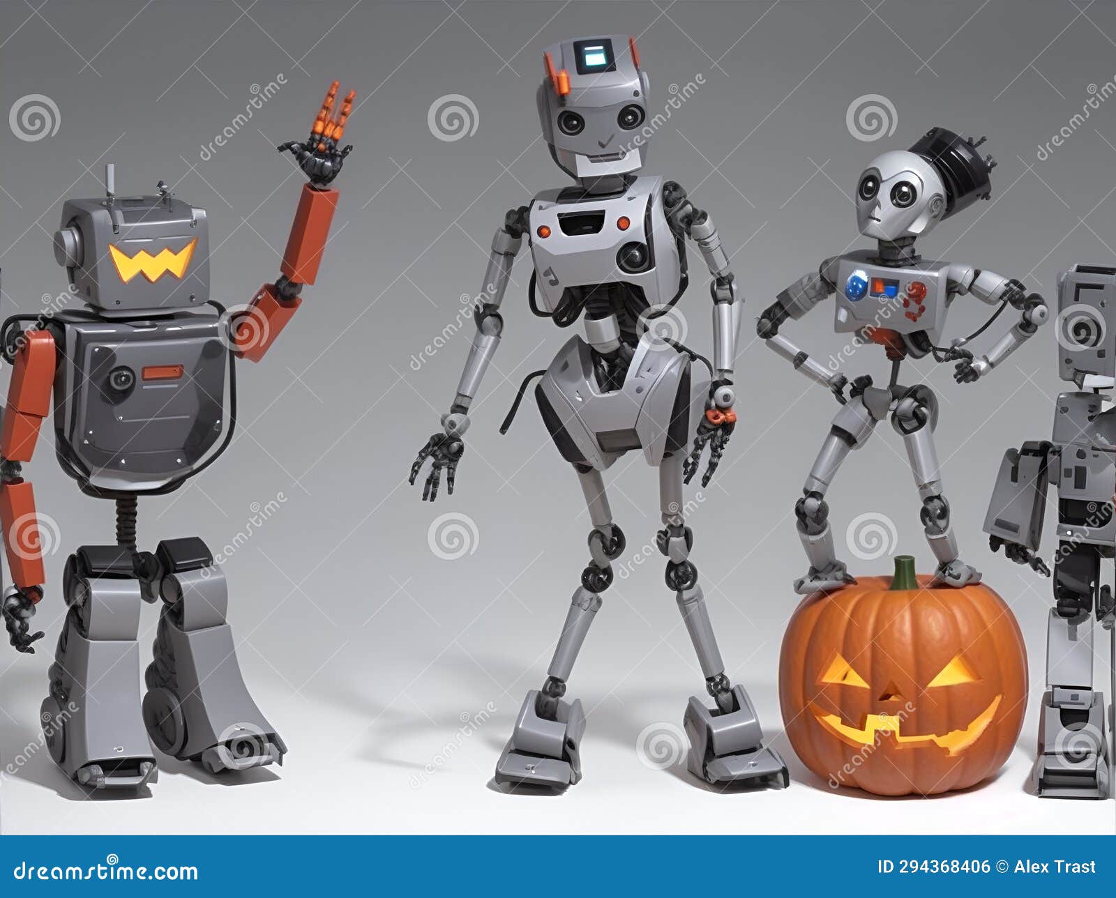 Robots Celebrating Halloween Stock Illustration - Illustration of ...