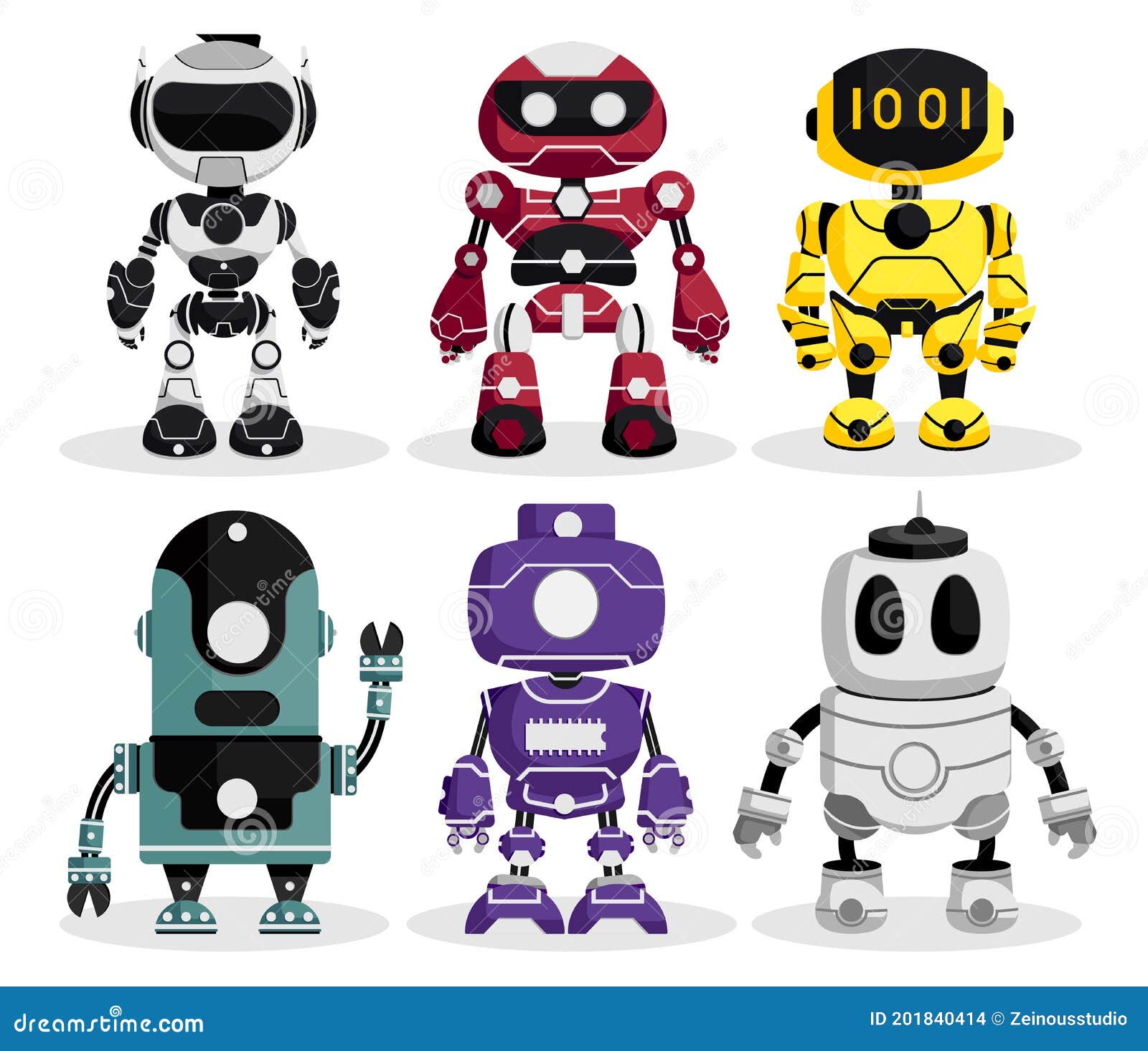 Robotic Characters Vector Set Design. Robot Characters In Standing Pose ... Robotic Characters Vector Set Design. Robot Characters In Standing Pose ...