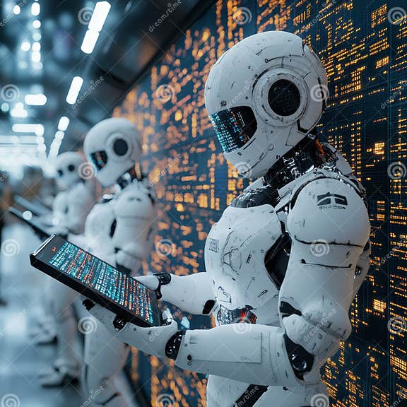 Robots Code stock illustration. Illustration of programming - 335539810