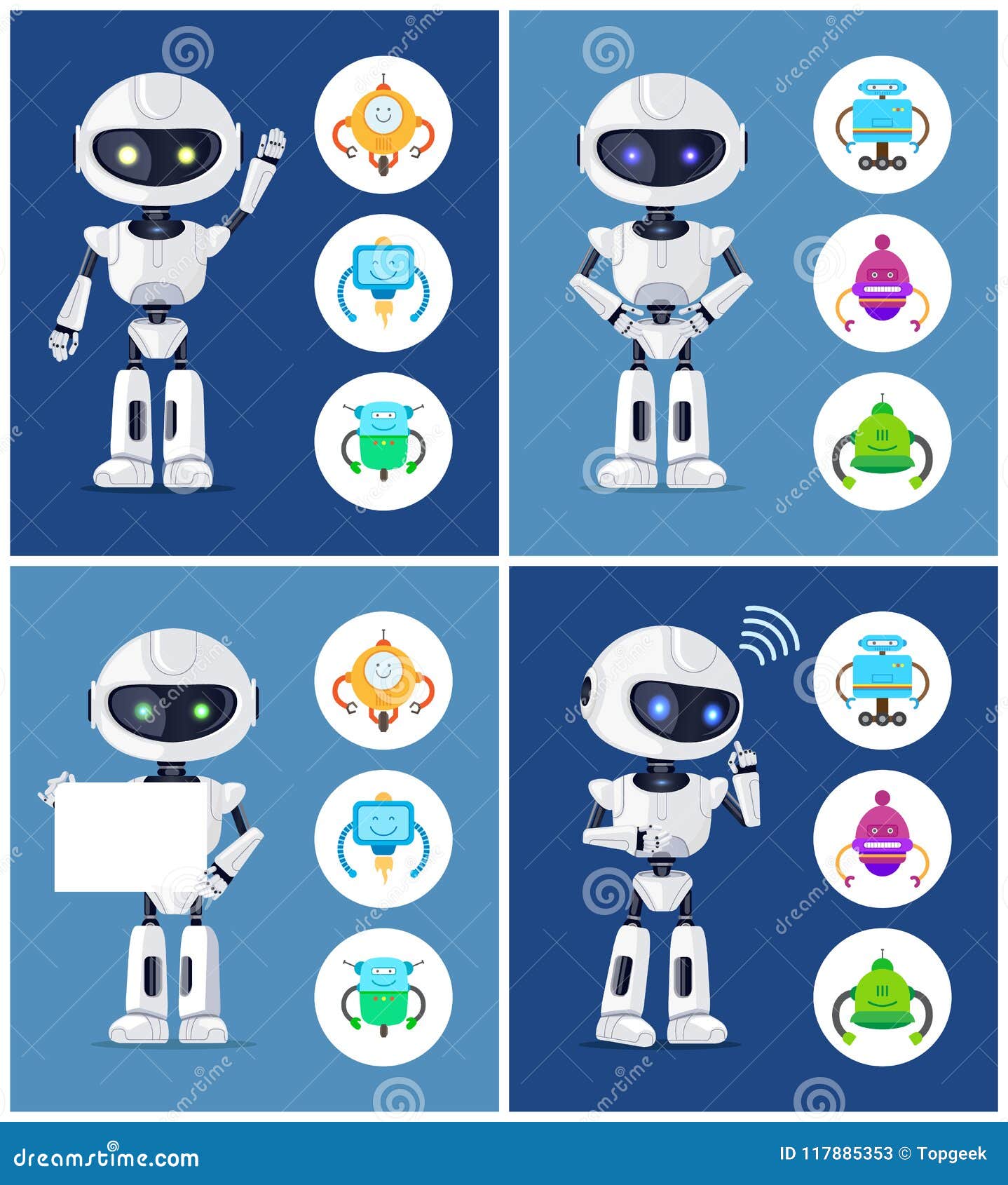 Robots Colección Y Ejemplo Del Vector De Los Iconos Ilustración del ...