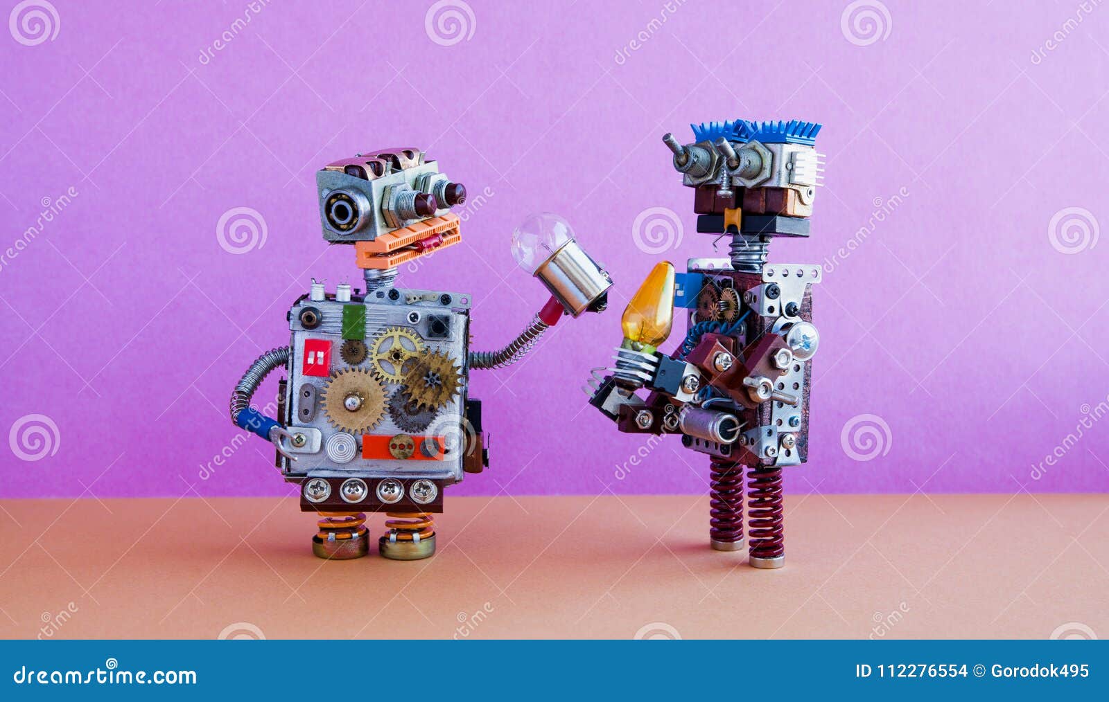 Robots Communication, Artificial Intelligence Concept. Two Robotic ...