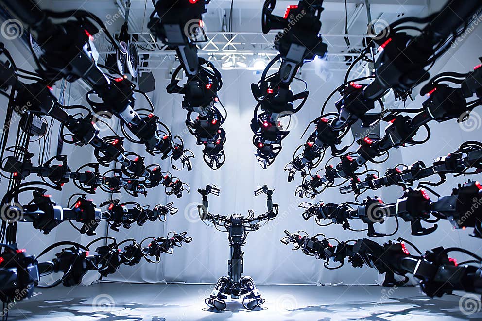 Robots Connecting To a Central Bot in a High-Tech Studio Environment ...
