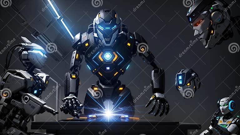 Robots controlling humans stock illustration. Illustration of ...