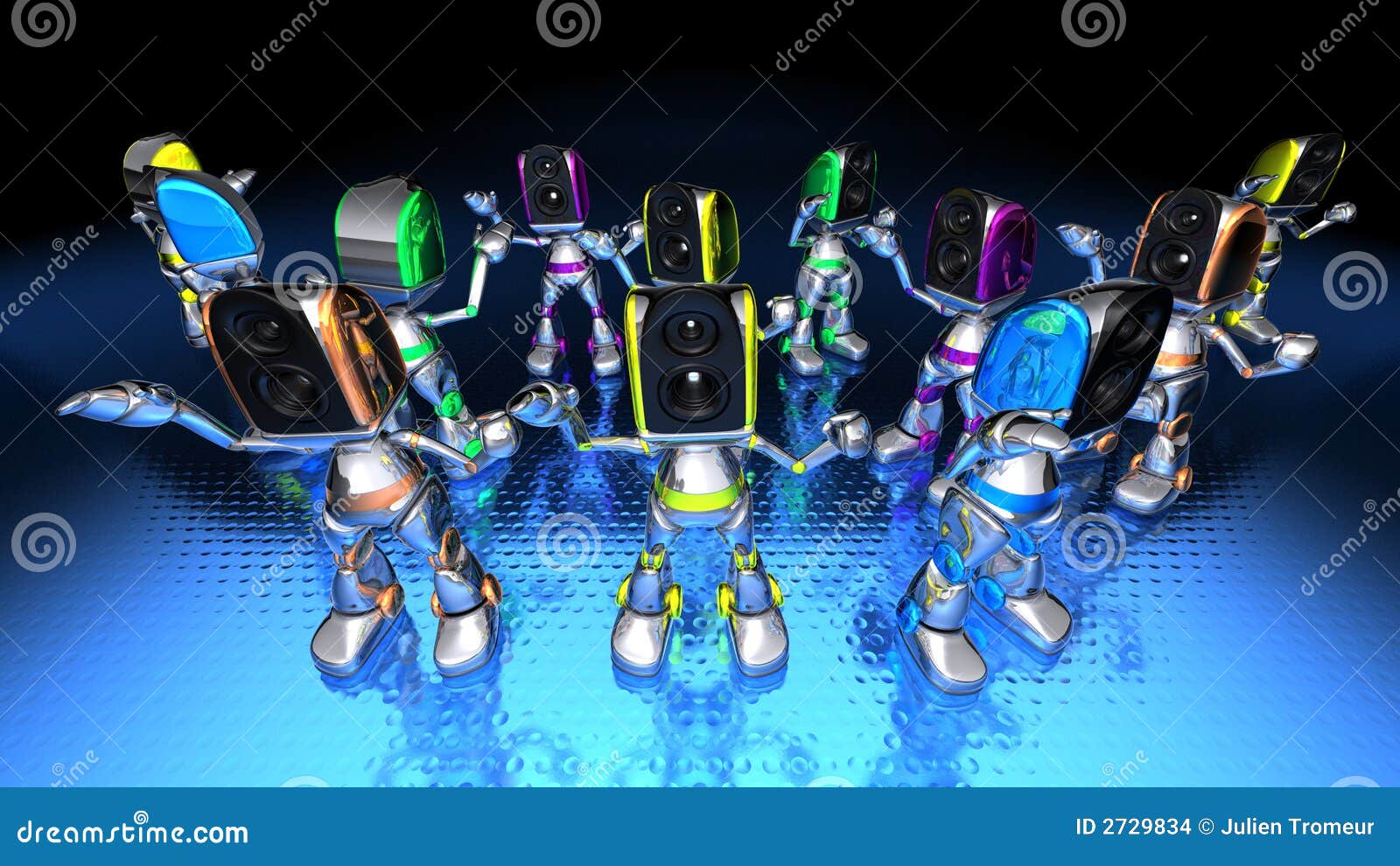 Robots dancing to techno stock illustration. Illustration of system ...
