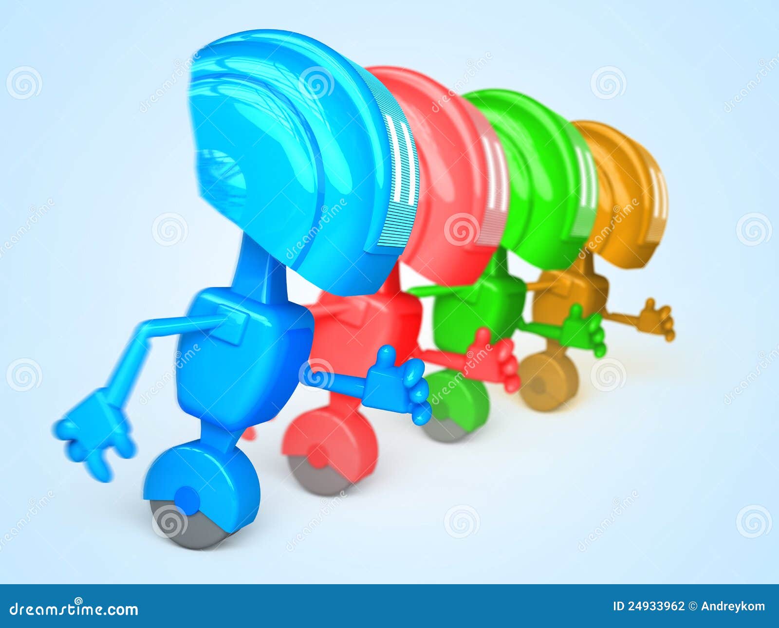 Robots Diffrent Colors Runing Stock Illustration - Illustration of ...