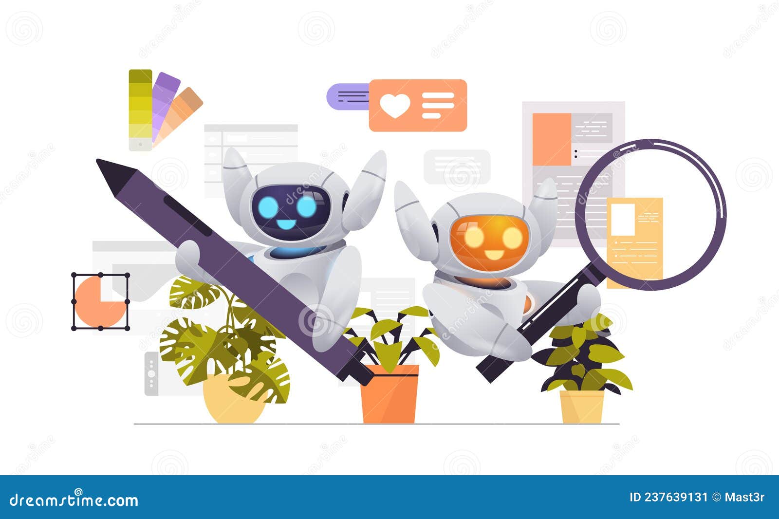 Robots Digital Designers Programmer and Analyst Team Working Together ...