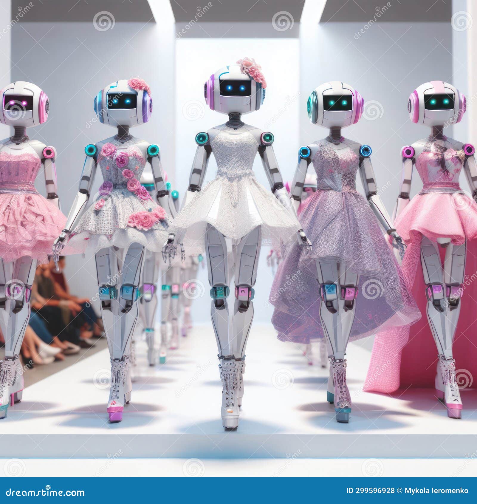 Robots in Dresses at a Fashion Show. Stock Illustration - Illustration ...