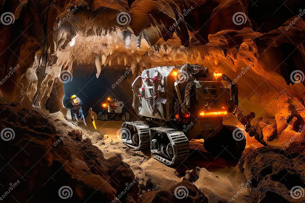 Robots Explore Caves and Other Underground Environments Stock ...