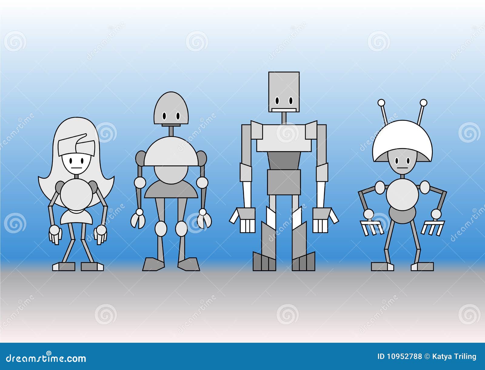 Robots family stock vector. Illustration of futuristic - 10952788