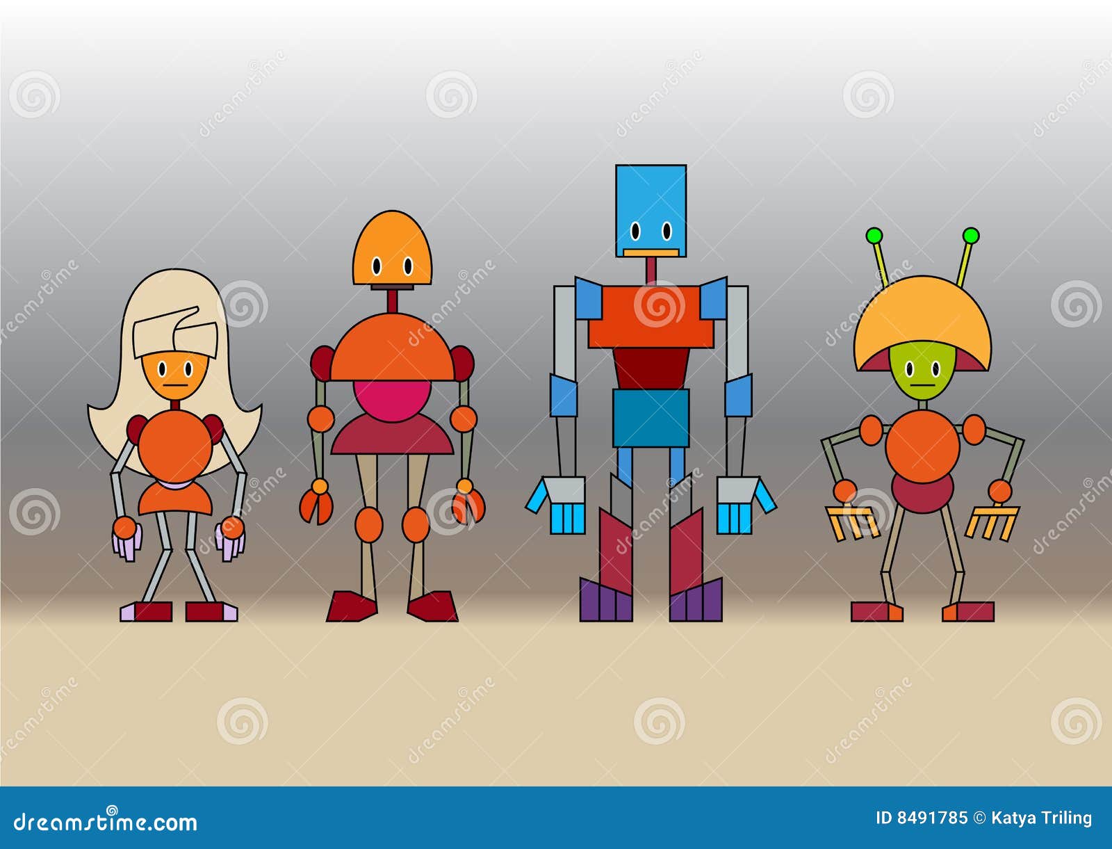 Robots family stock vector. Illustration of machine, 1940 - 8491785