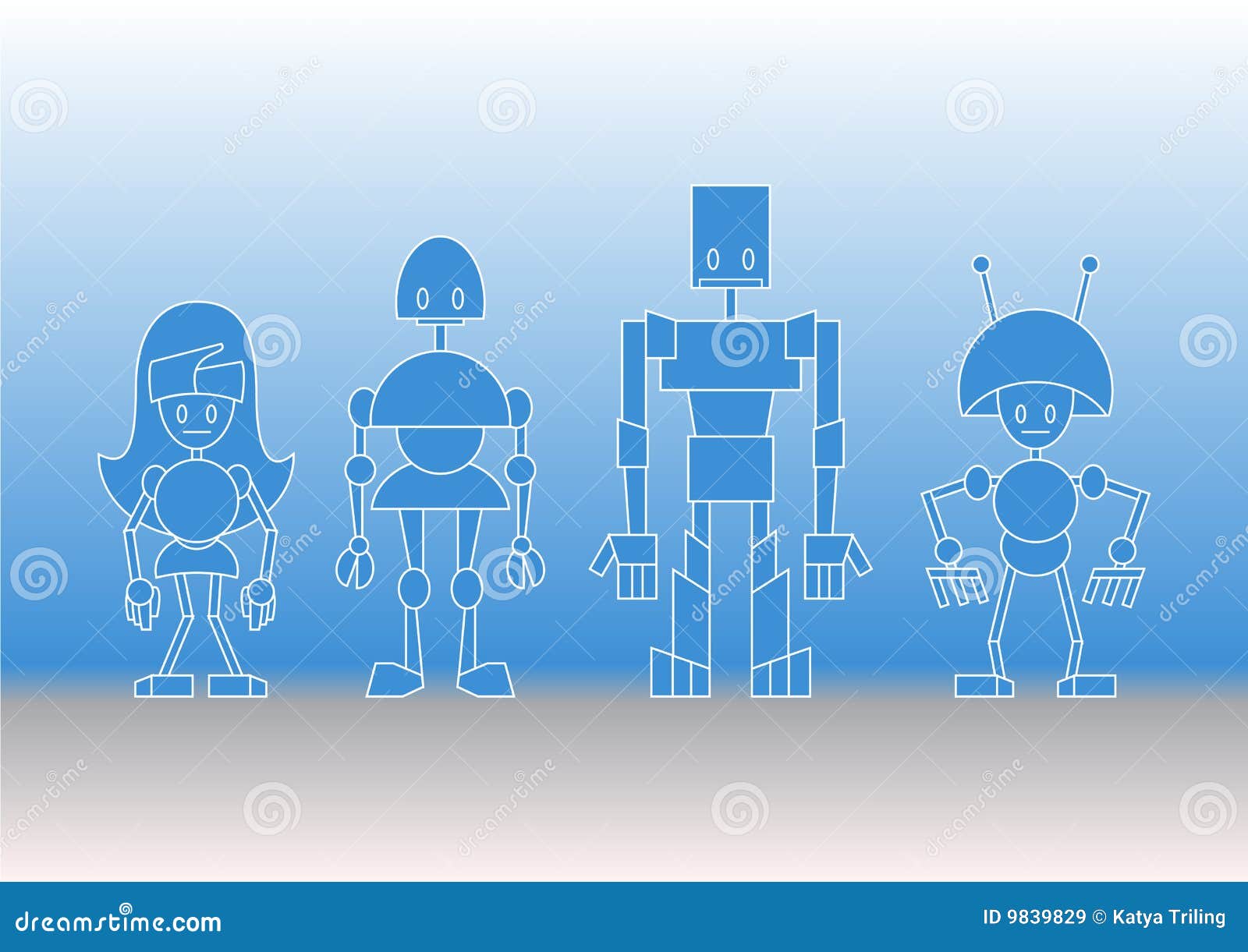 Robots family stock vector. Illustration of design, intelligence - 9839829