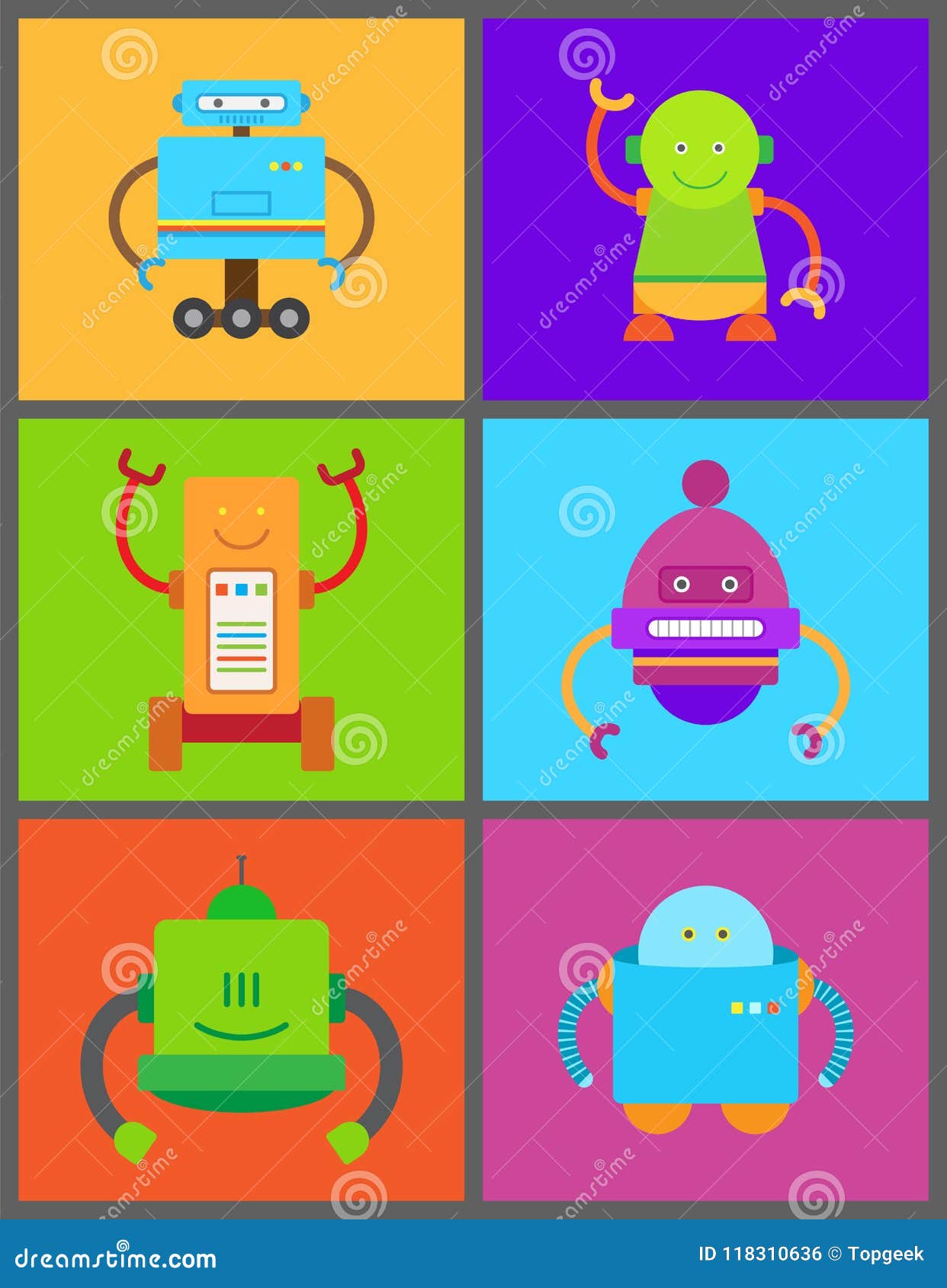 Robots and Frames Collection Vector Illustration Stock Vector ...