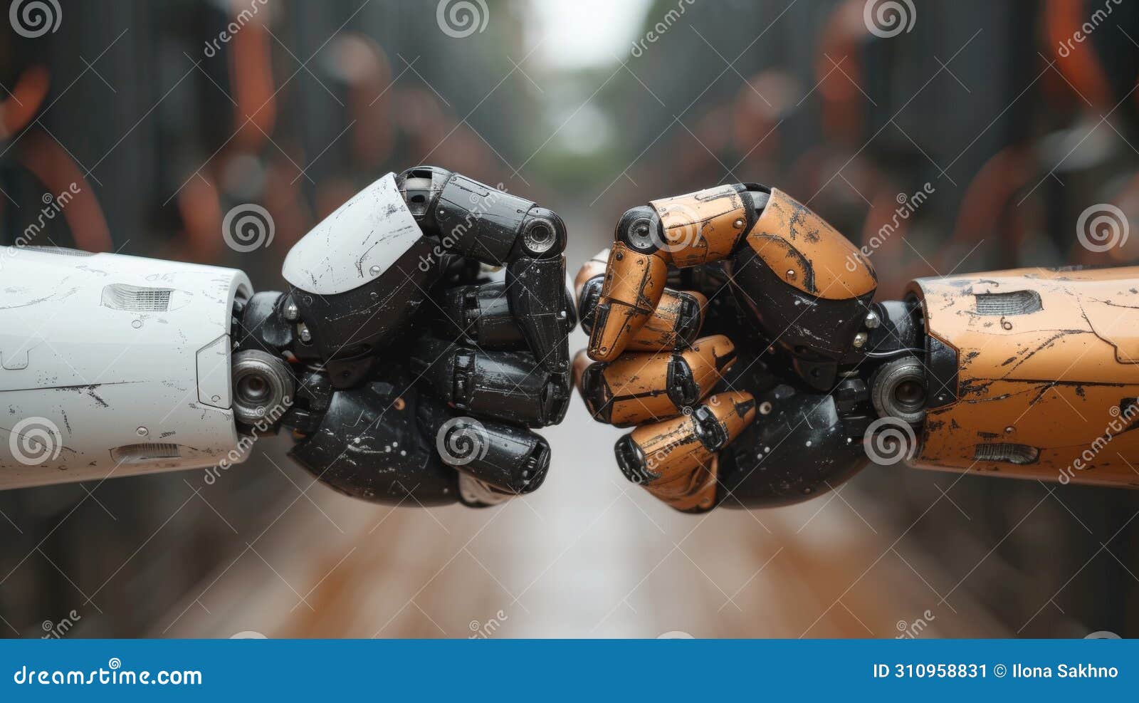 Robots Greeting Teamwork Concept, Iron Hands of Robot Stock ...