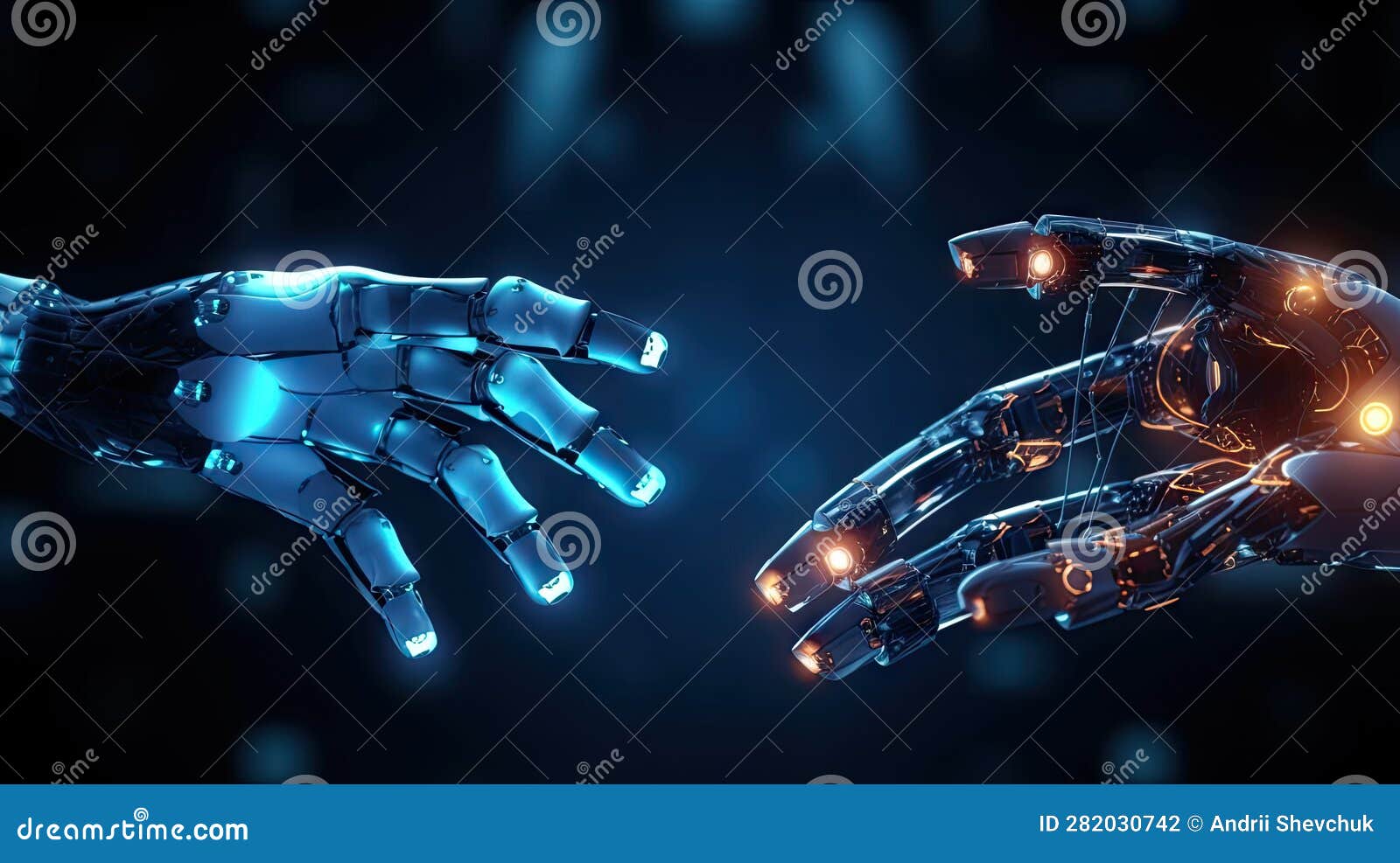 Robots Hands Touch Each Other. Generative AI Stock Illustration ...